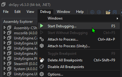Start Debugging Debug > Start Debugging...